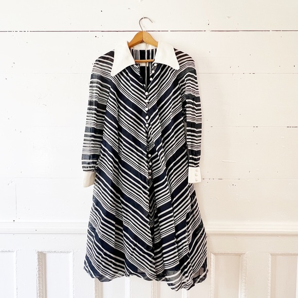 Howard Wolf | Dresses | Vintage Howard Wolf Navy And White Long Sleeve ...